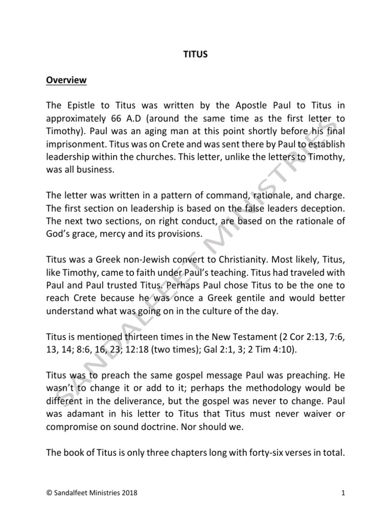 Titus Introduction and Chapter 1 | PDF | Paul The Apostle | Saint Timothy