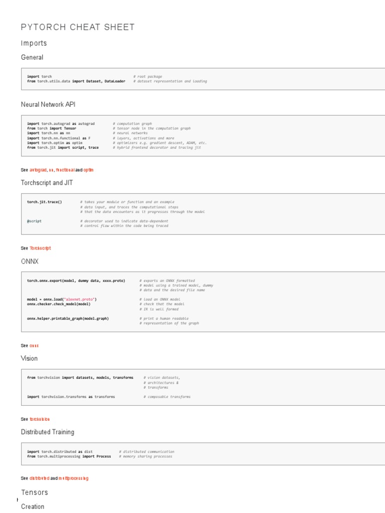 PyTorch Cheat Sheet | PDF PyTorch Cheat Sheet | PDF