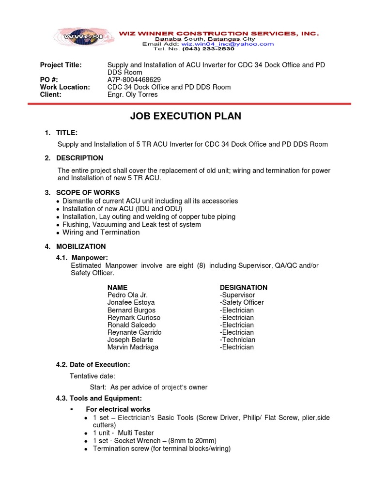 JEP Installation of ACU at CDC 34 Dock Office | PDF