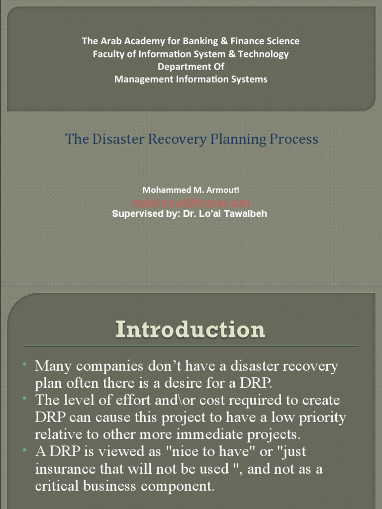 The Disaster Recovery Planning Process | PDF | Backup | Computer Science