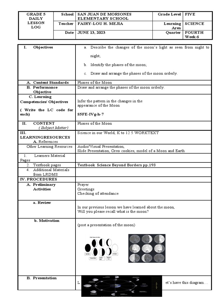 science Q4-COT_Lesson_Plan[2] | PDF | Planets Of The Solar System ...