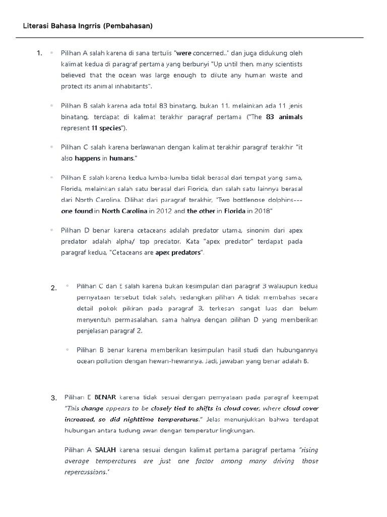 (PEMBAHASAN) Literasi Bahasa Inggris SAINSIN | PDF