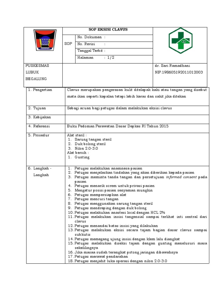 Sop Eksisi Clavus | PDF | Pengembangan Diri | Kesehatan Holistik