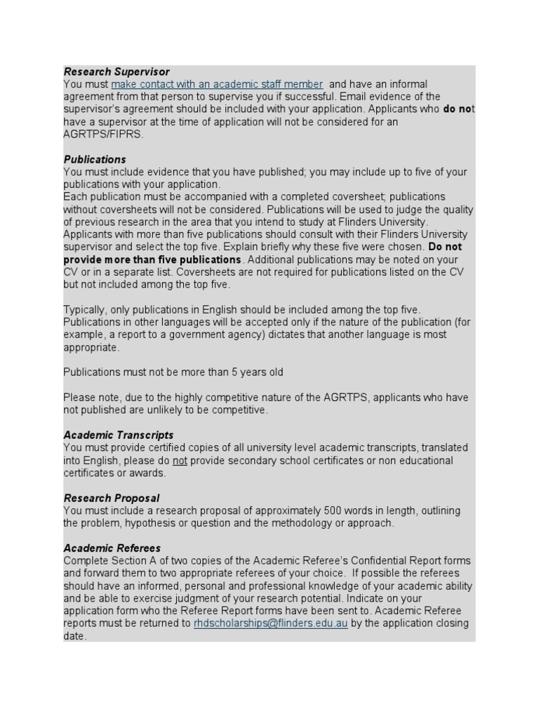 Flinders Application | PDF | Postgraduate Education | Academic Degree