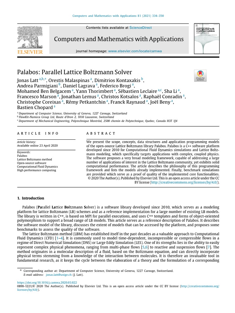 Pal A Bos Parallel Lattice Boltzmann Solver | PDF | Computational Fluid ...
