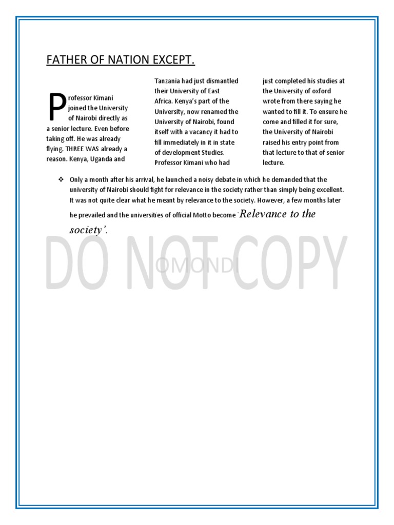 Professor Kimani's Impact on UoN | PDF