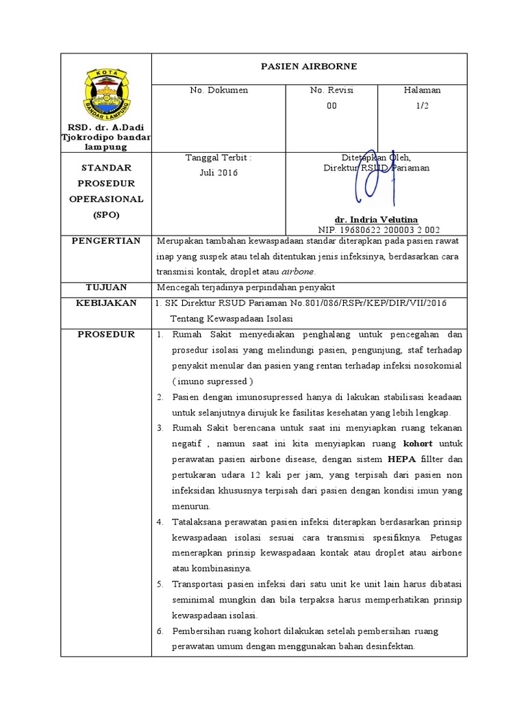 SPO Pasien Airborne | PDF
