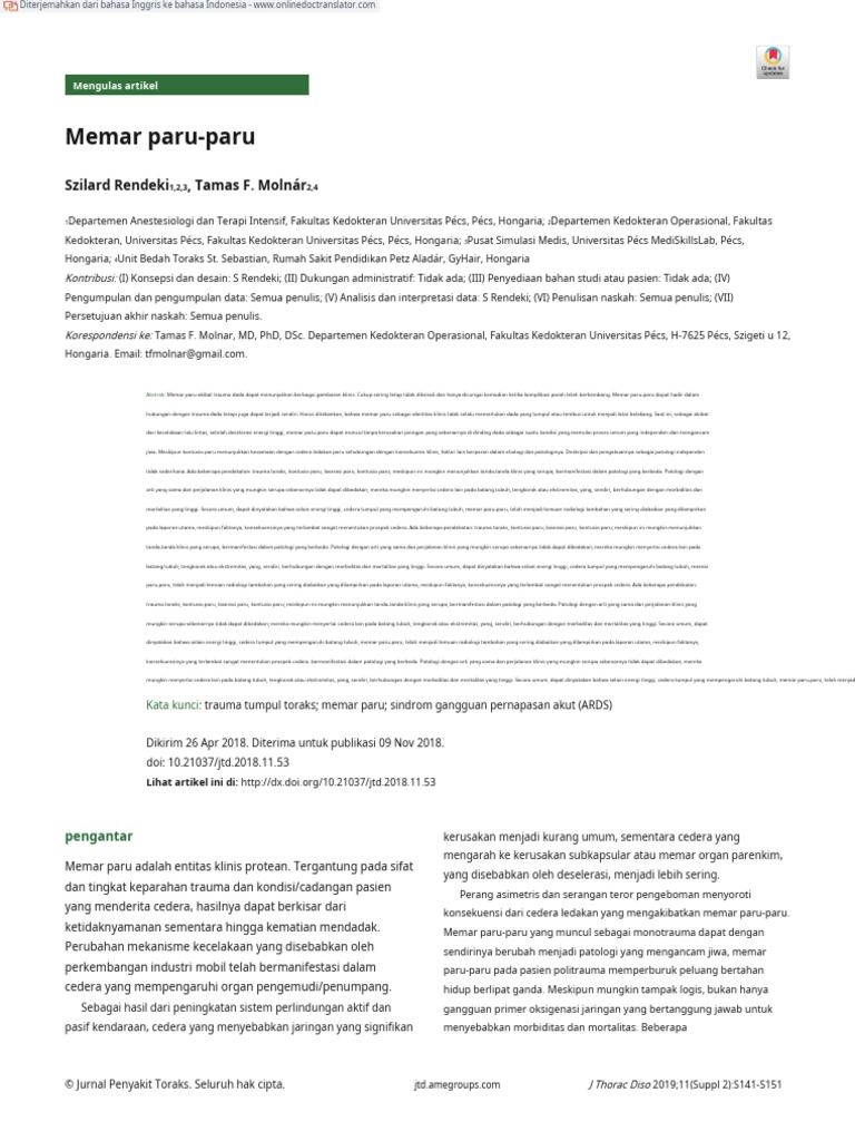 Kontusio Pulmo - En.id | PDF