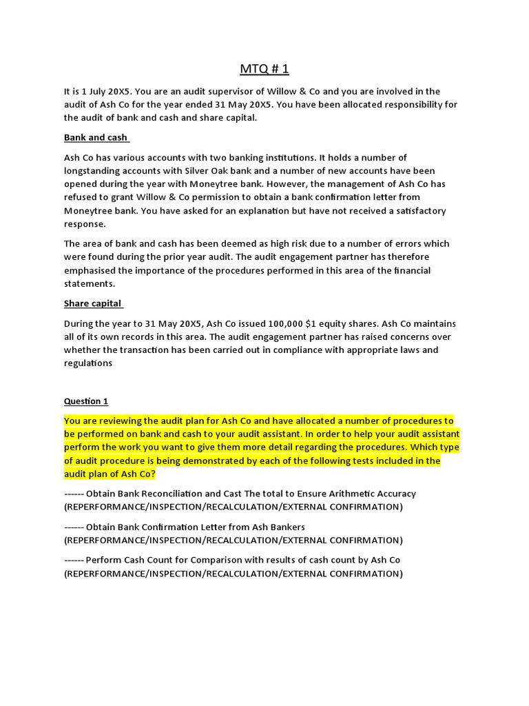 MTQs F2 | PDF | Audit | Banks