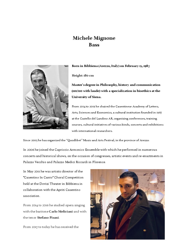 Michele Mignone: Bass Soloist Profile | PDF