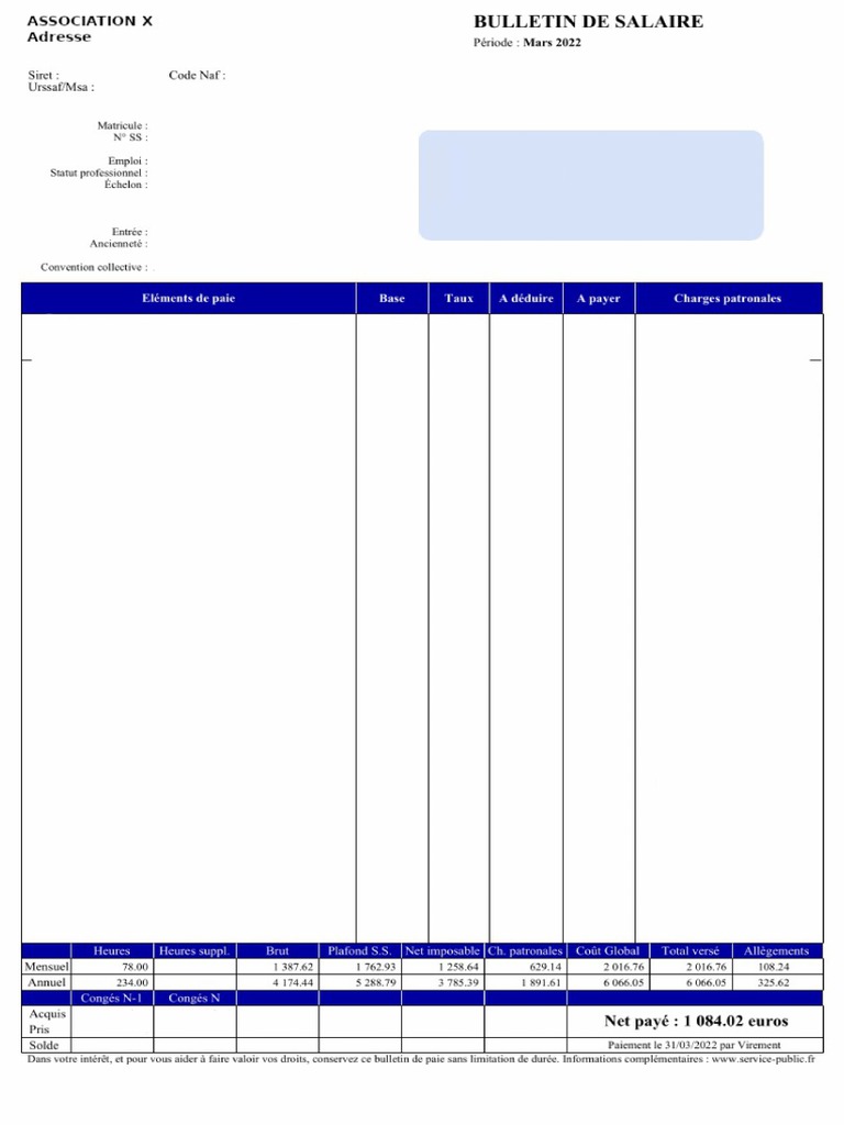 Model Fiche de Paie | PDF