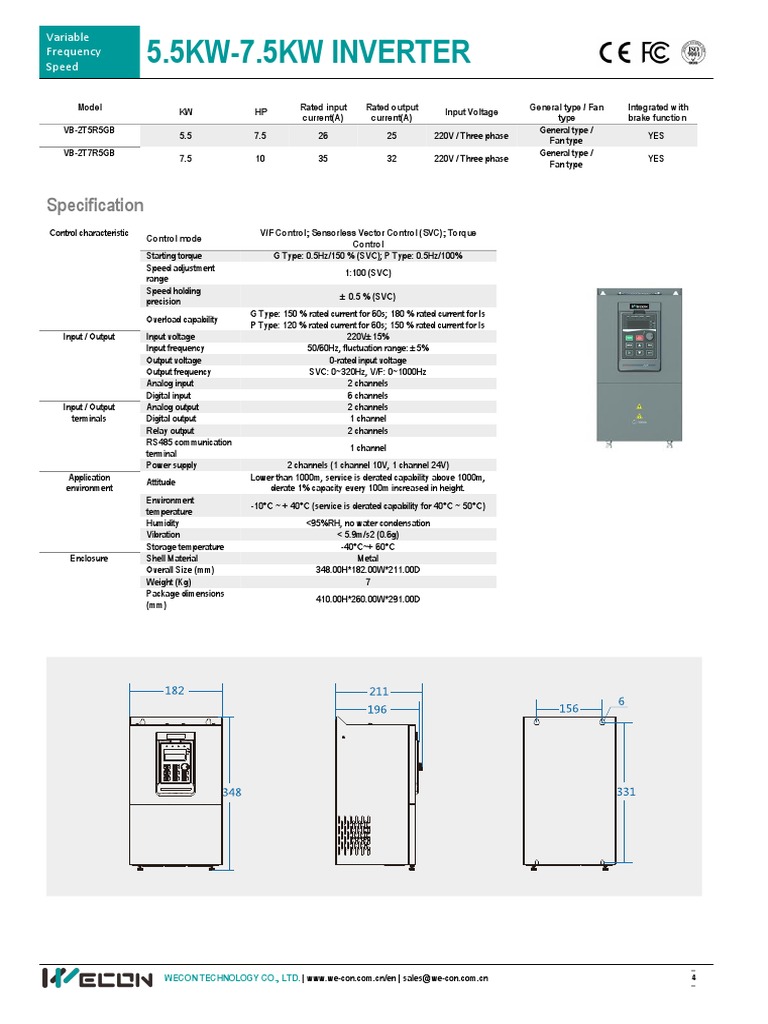 5.5KW-7.5KW Inverter | PDF | Mains Electricity | Power Inverter