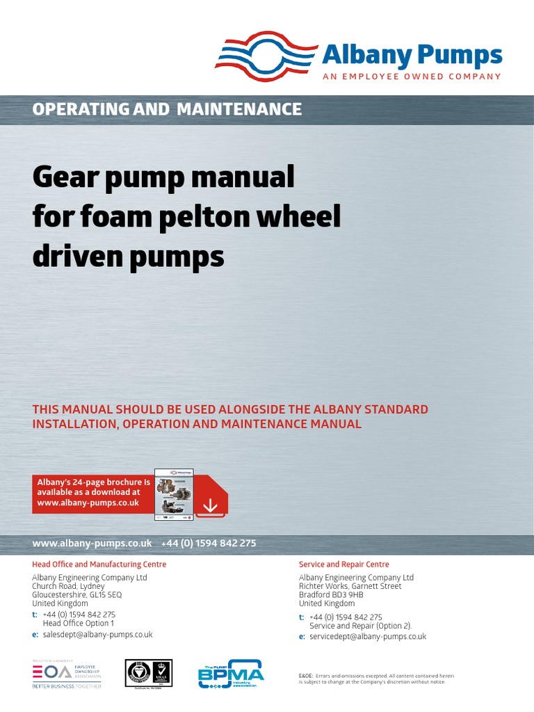 Foam Pump Operating and Maintenance Manual | PDF | Pump | Bearing (Mechanical)