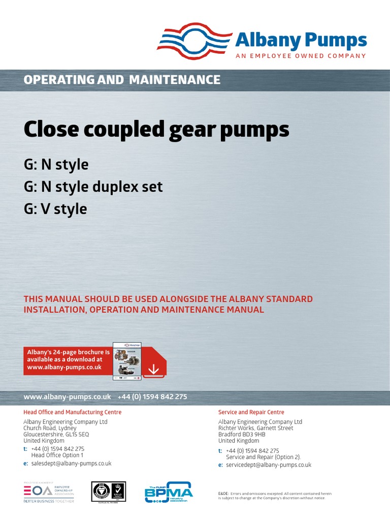 Close Coupled Pumps Operating and Maintenance Manual | PDF | Pump | Valve