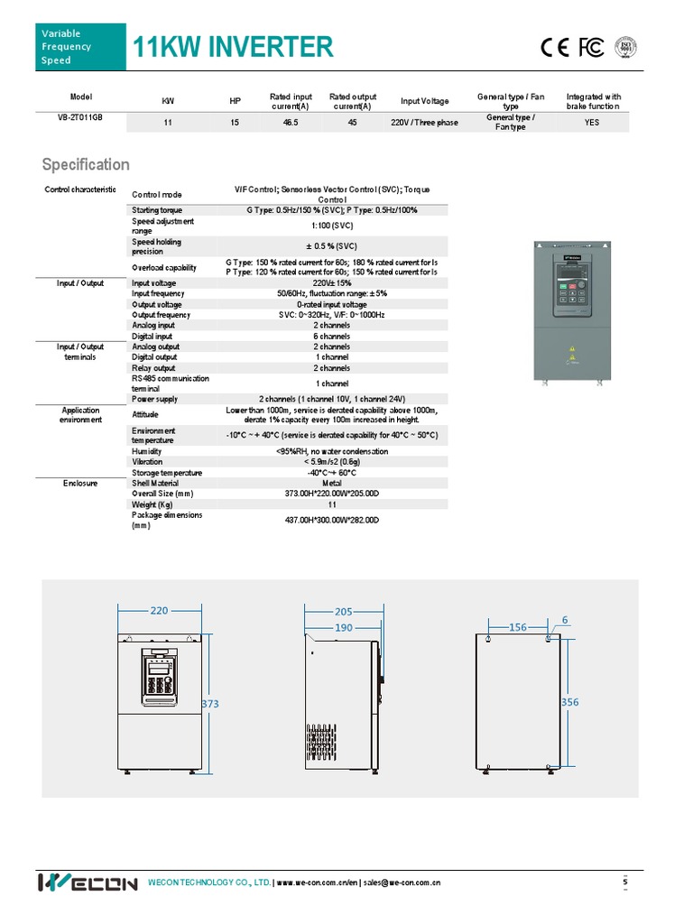 11KW Inverter Specifications and Manual | PDF