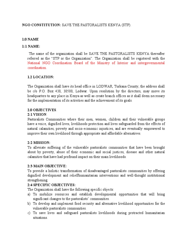 NGO Constitution 2023 | PDF