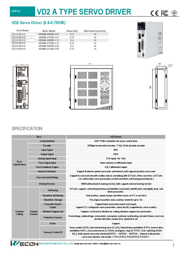 WECON VD2 A Type Servo Flyer | PDF | Electric Motor | Servomechanism