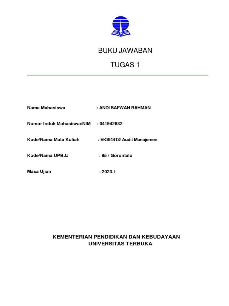 Buku Jawaban Audit Manajemen Tugas 1 Tahun 2023 Semester 1 | PDF | Karier & Perkembangan | Bisnis
