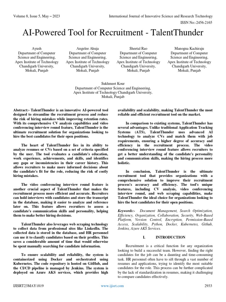 AI-Powered Tool For Recruitment - TalentThunder | PDF | Recruitment | Computing