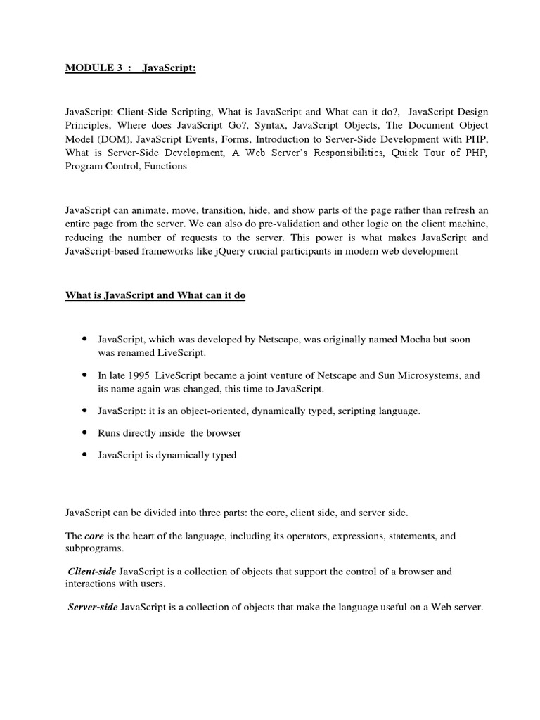Web Notes M3 | PDF | Dynamic Web Page | Java Script Web Notes M3 | PDF | Dynamic Web Page | Java Script