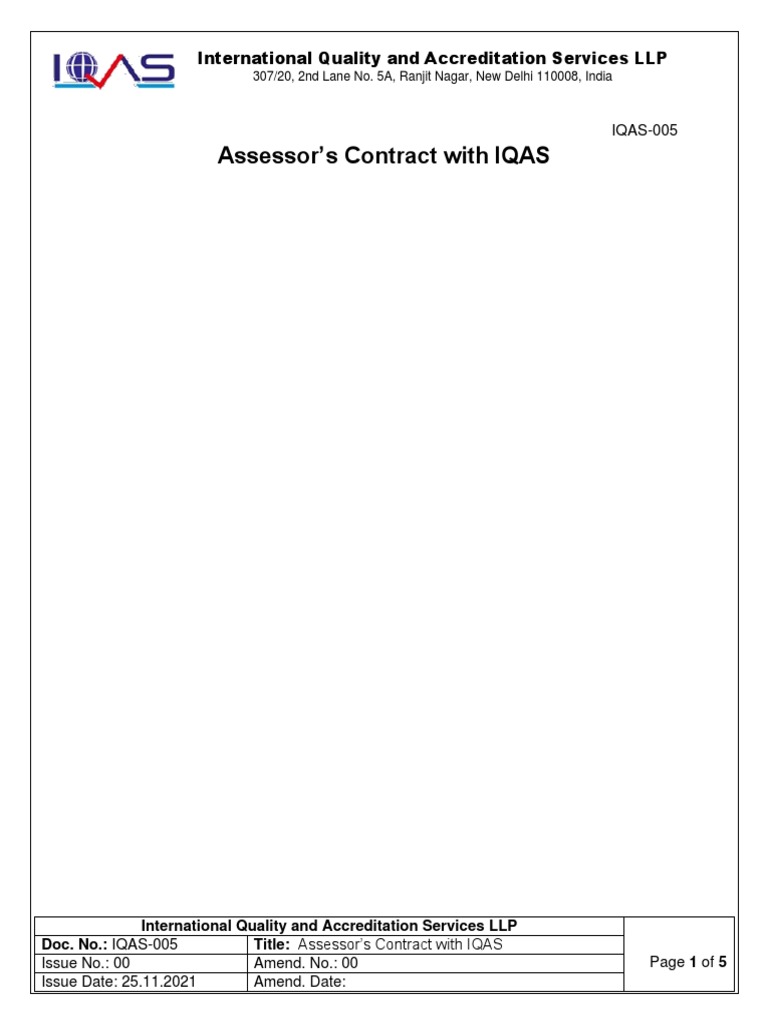 Assessor Contract with IQAS | PDF | Business