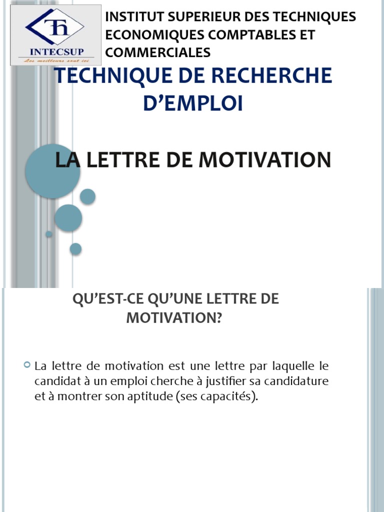 Lettre de Motivation | PDF | Motivation | Motivant