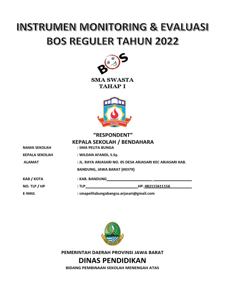 INSTRUMEN MONEV BOS 2022 SMA Swasta Fix | PDF