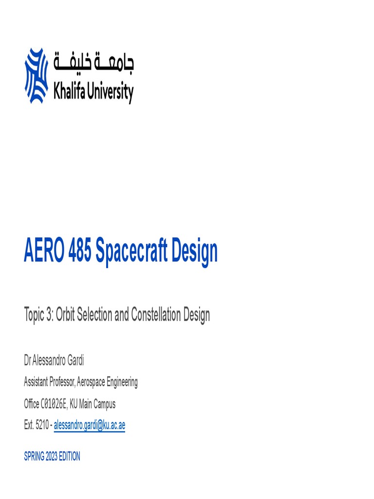 AERO 485 S2023 T03 Orbit Selection and Constellations | PDF