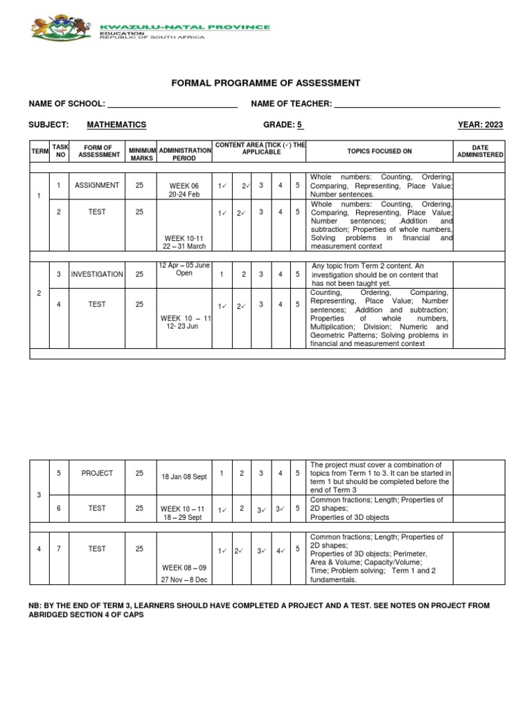 Grade 5 POA 2023 | PDF