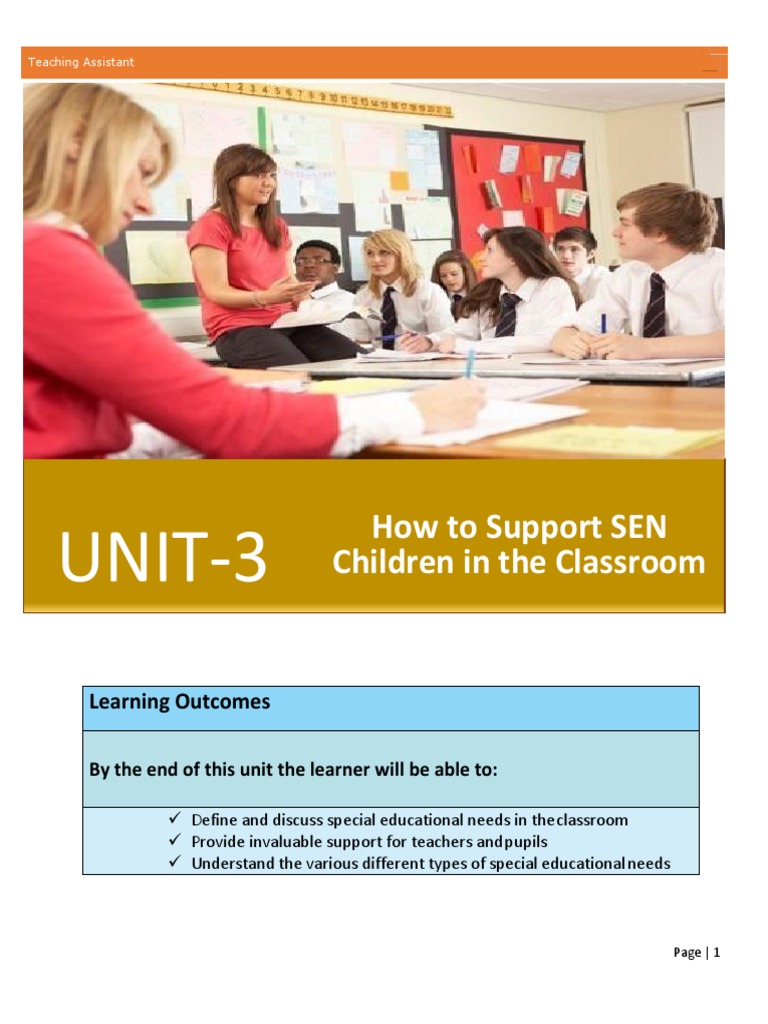 Unit 3 How To Support SEN Children in The Classroom | PDF | Self ...