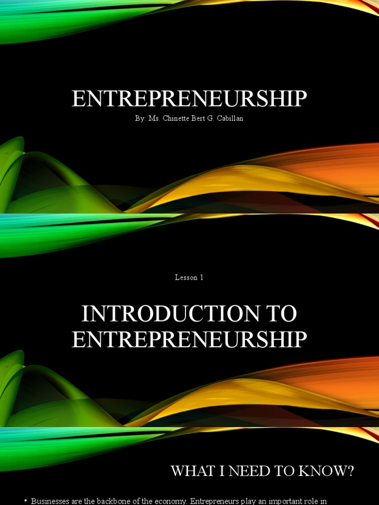 Module 1 (Introduction To Entrepreneurship) | PDF | Entrepreneurship ...