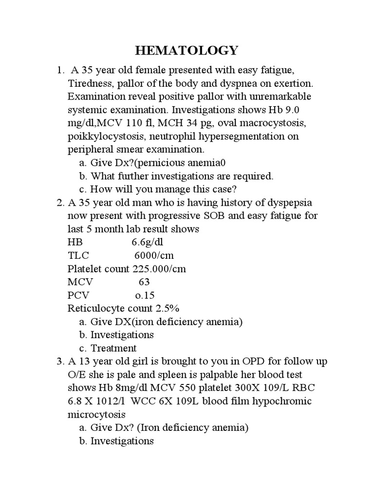 HEMATOLOGY | PDF | Anemia | Tissue (Biology)