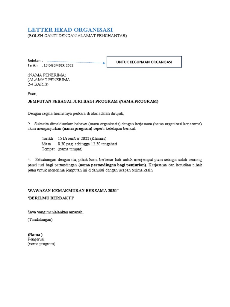 Contoh Surat Perlantikan Menjadi Juri Program | PDF