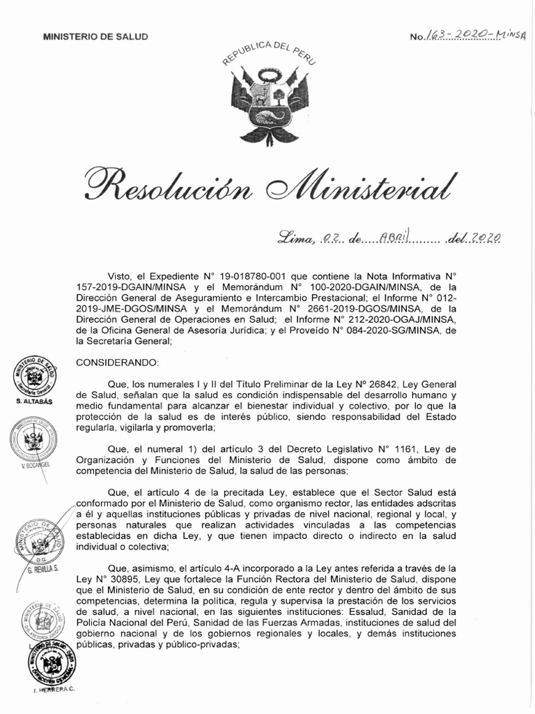 RM 163-2020-Minsa y Anexos | PDF