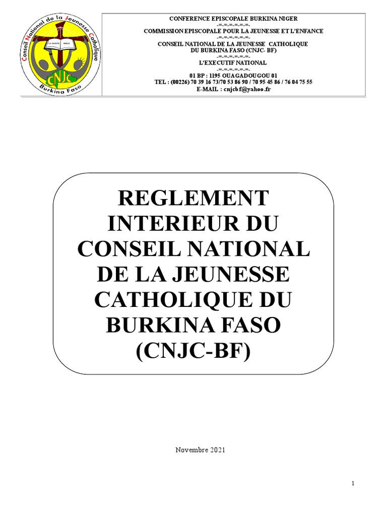 Règlement Intérieur CNJC-BF | PDF | Finance et gestion monétaire ...