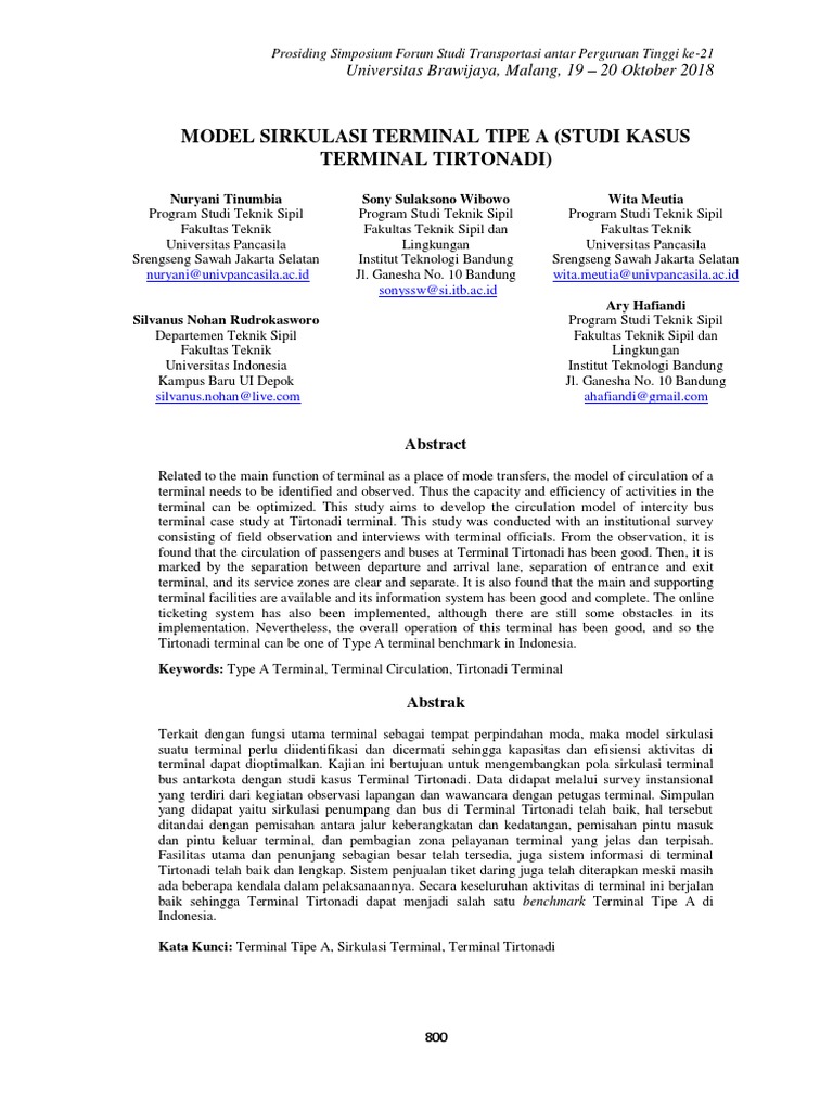 Model Sirkulasi Terminal Tipe A Studi Kasus Terminal Tirtonadi | PDF