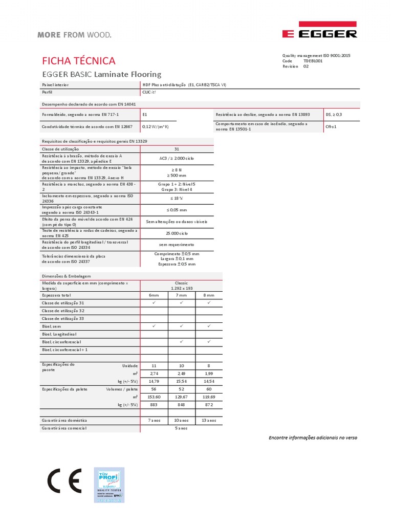 TDS EGGER BASIC Laminate Flooring PT | PDF | Aquecimento global e ...