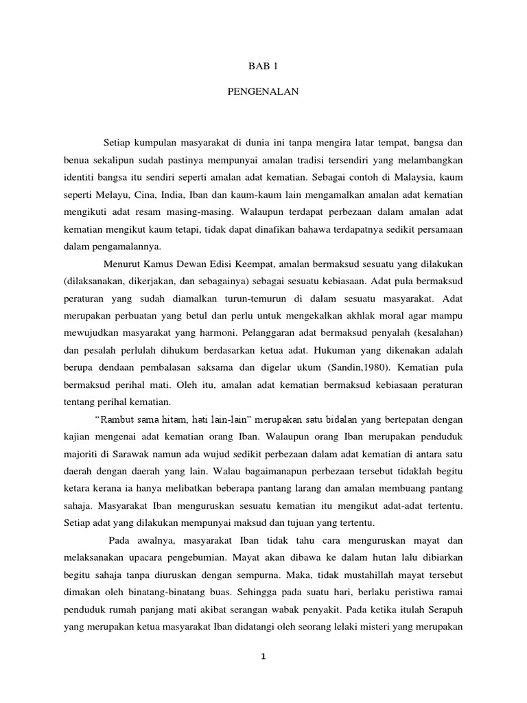 Adat Kematian Kaum Iban Di Rumah Jadam A Pdf