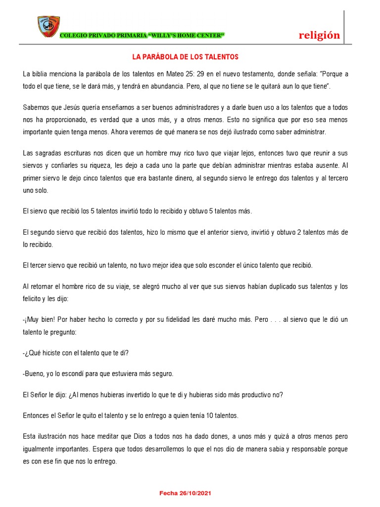 Parábola de Los Talentos | PDF