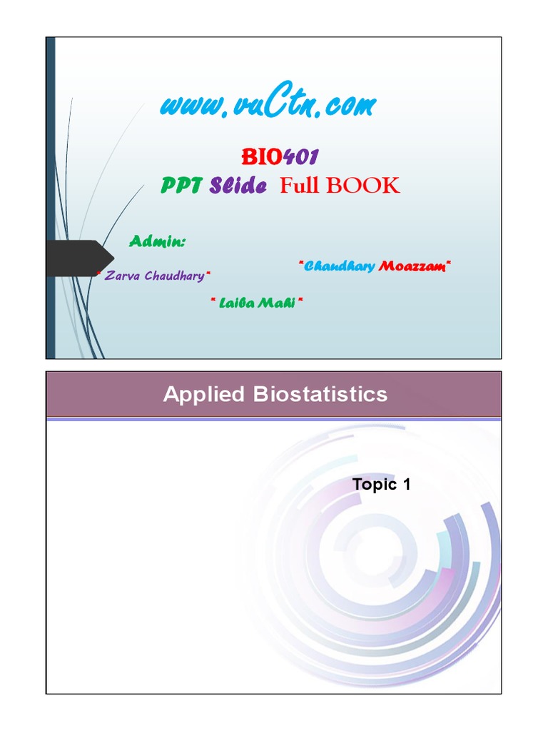 BIO401 PPT Slide Full Book | PDF | P Value | Statistics