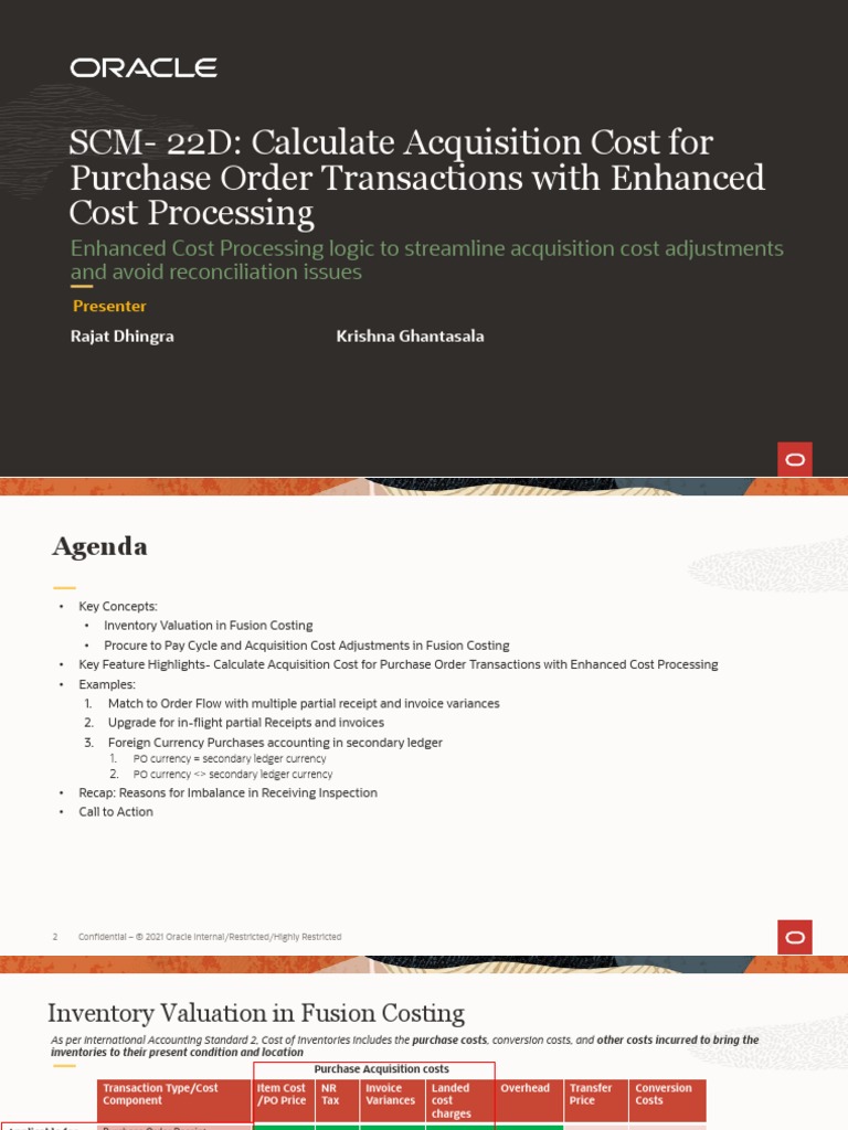 SCM - Get Ready For Improved Acquisition Cost Adjustment Processing in Cost Management | PDF