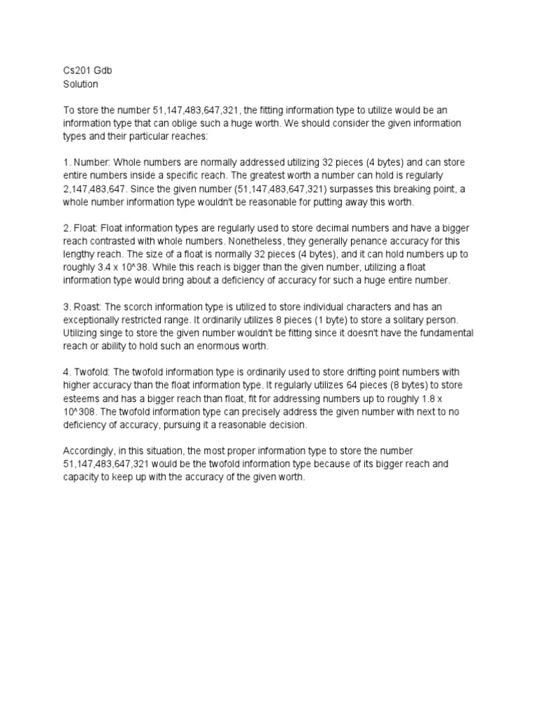 Cs201 GDB - Solution - by Pin2 | PDF | Teaching Methods & Materials