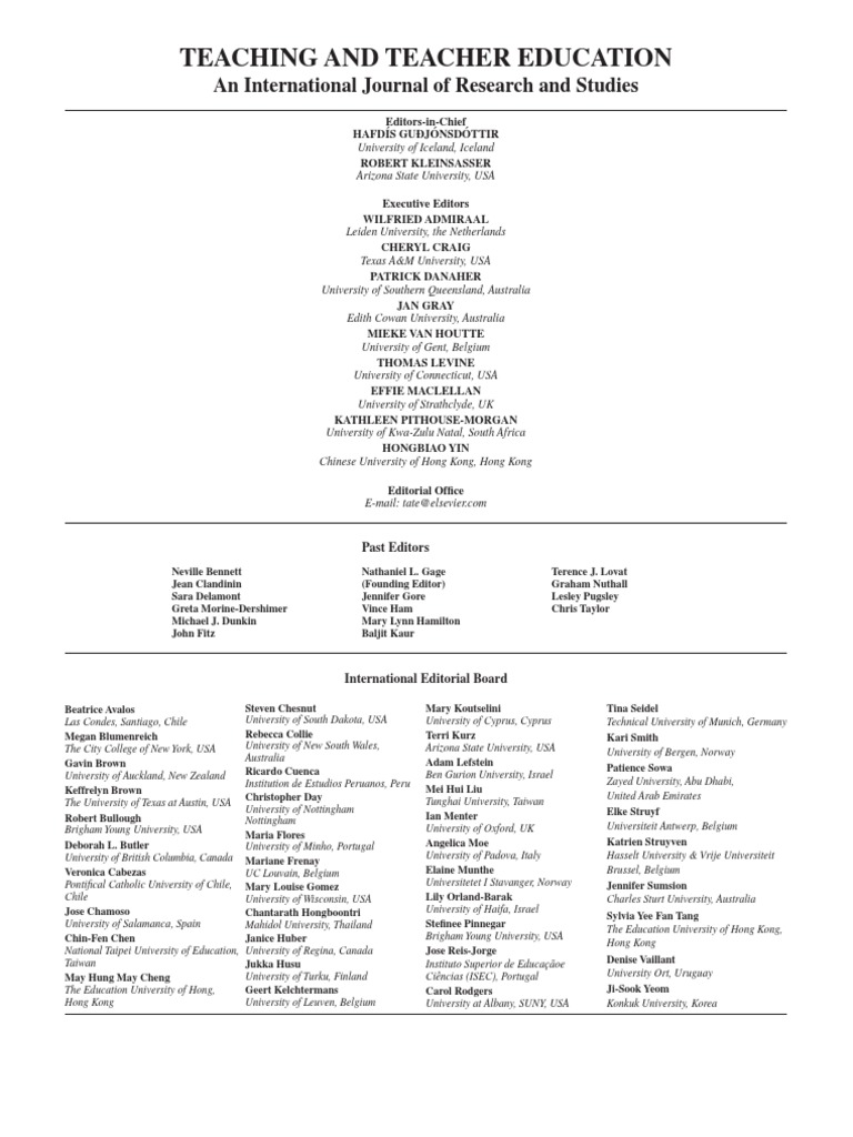 Editorial Board - 2022 - Teaching and Teacher Education | PDF Editorial Board - 2022 - Teaching and Teacher Education | PDF