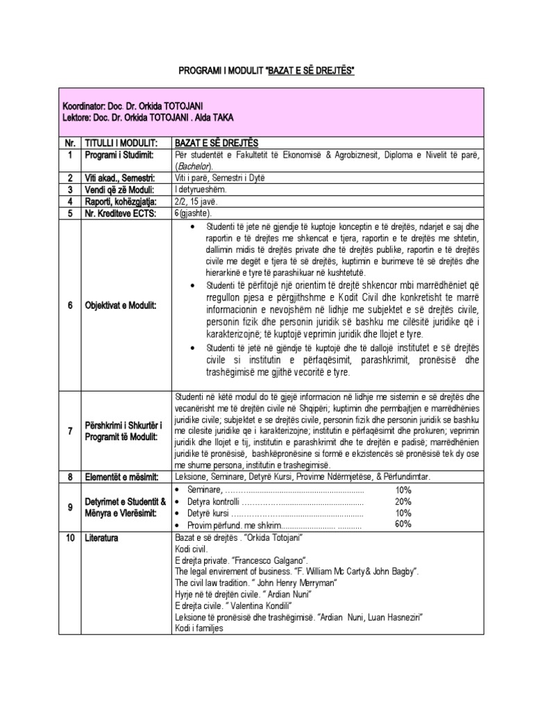 Bazat e Se Drejtes ( Shqip) | PDF