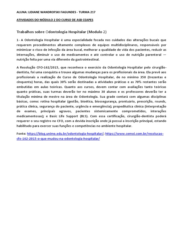 ASB CEAPES Modulo 2 Atividades Apostila Lidiane T217 | PDF | Autoajuda | Ciências e Matemática