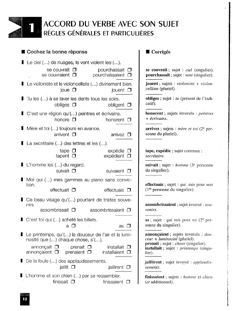 QCM Fiche Memo Ortho Grammaire Conjugaison | PDF