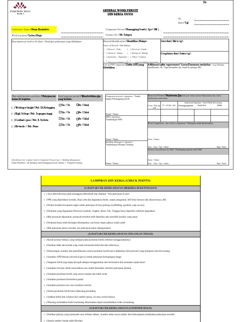 General HSE Work Permit - HSE006 | PDF