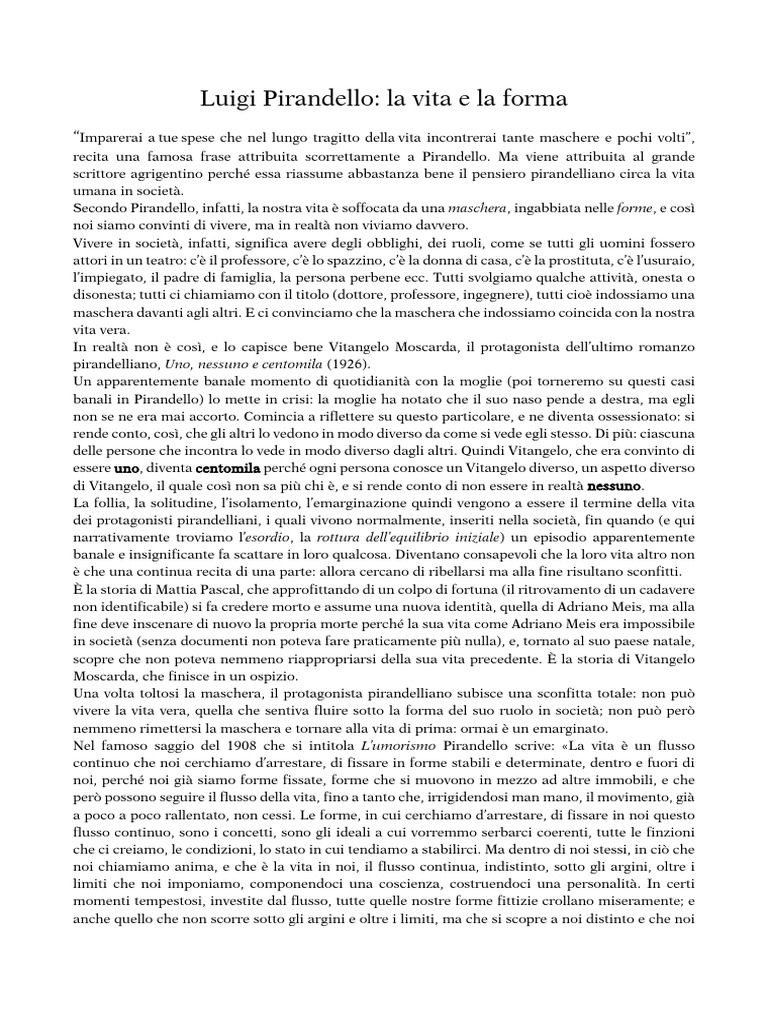 Luigi Pirandello. La Vita e La Forma | PDF Luigi Pirandello. La Vita e La Forma | PDF