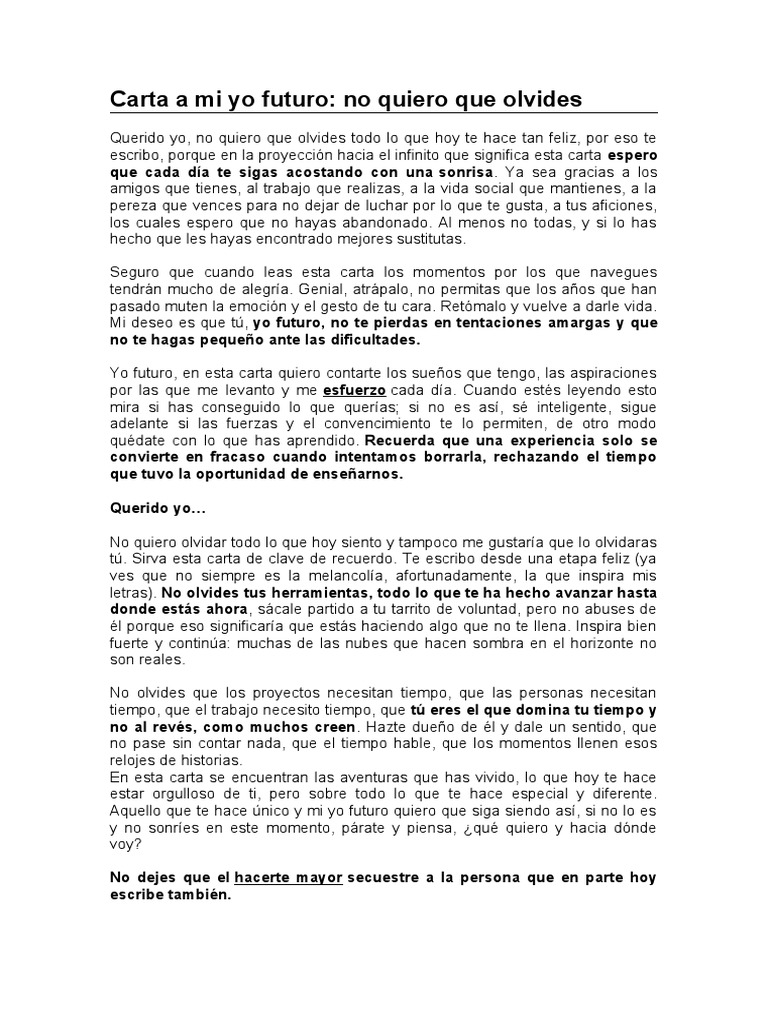 Carta a mi yo futuro | PDF