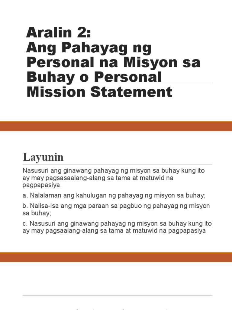 PERSONAL NA MISYON SA BUHAY | PDF